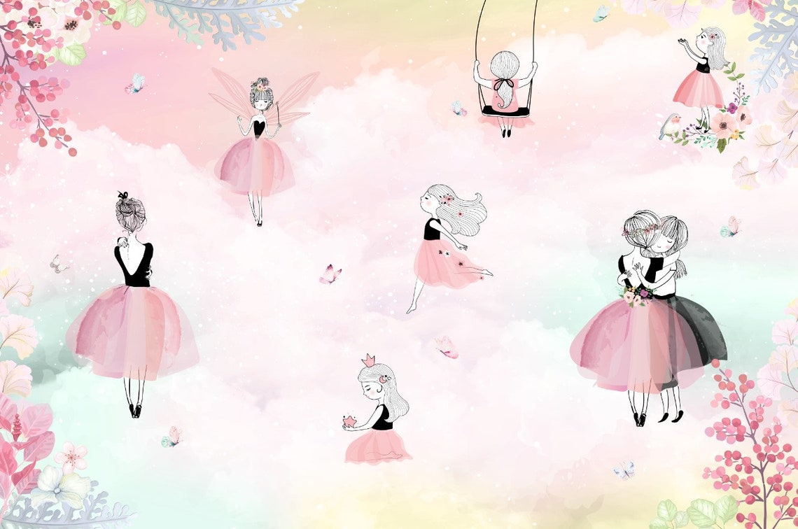 Wallpaper for Girls Pink Wallpaper for Kids Room Wallpaper - Etsy