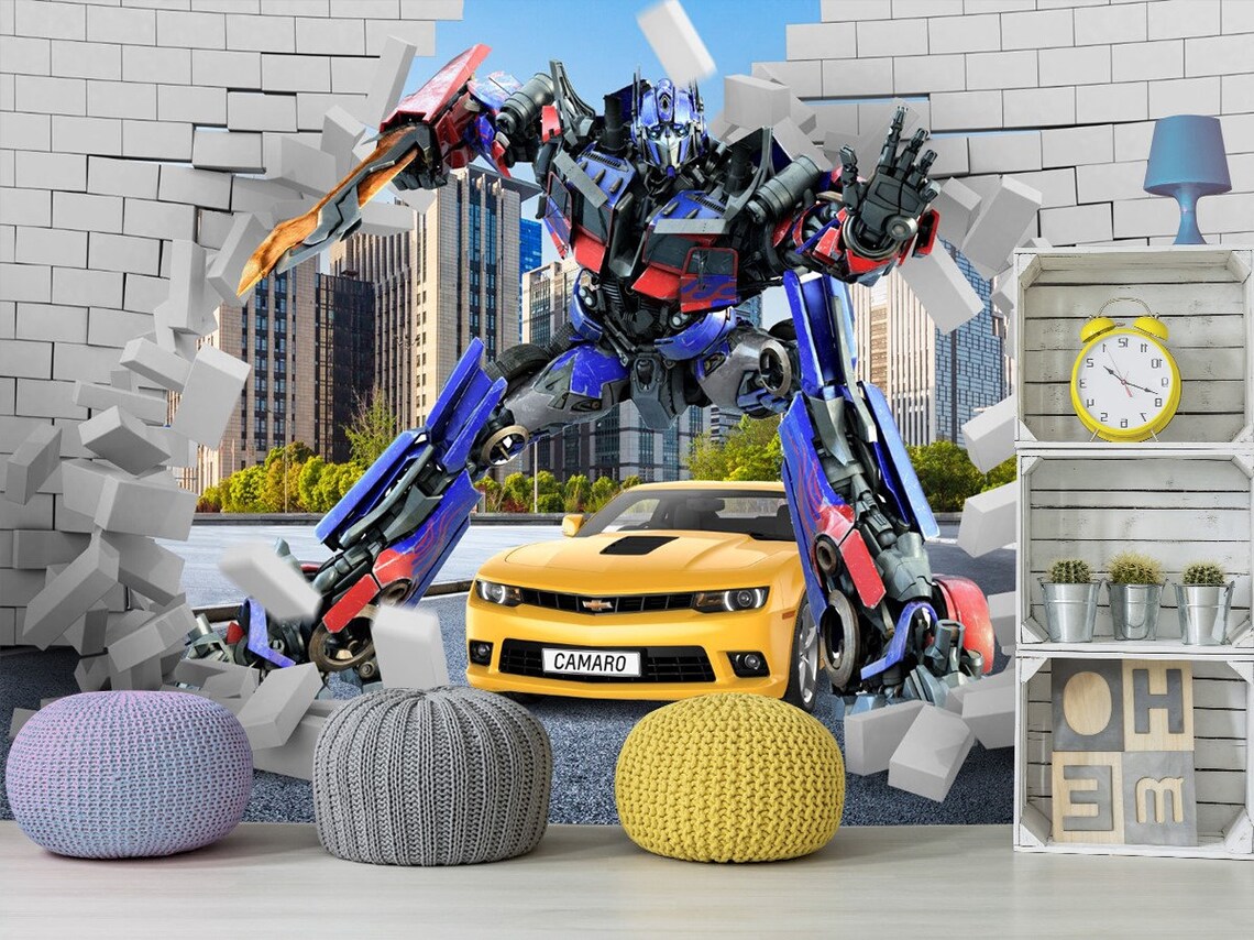 3D Kids Photo Wallpaper Transformers Wall Mural Decor Vinyl - Etsy