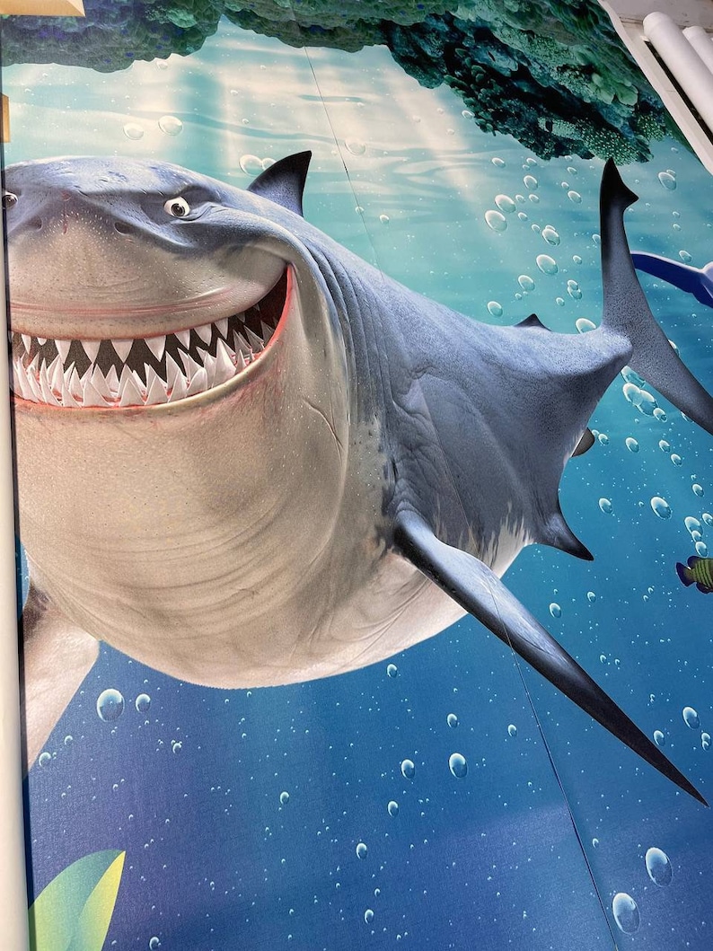 Underwater World Blue Deep Ocean Cartoon Shark Photo Mural - Etsy