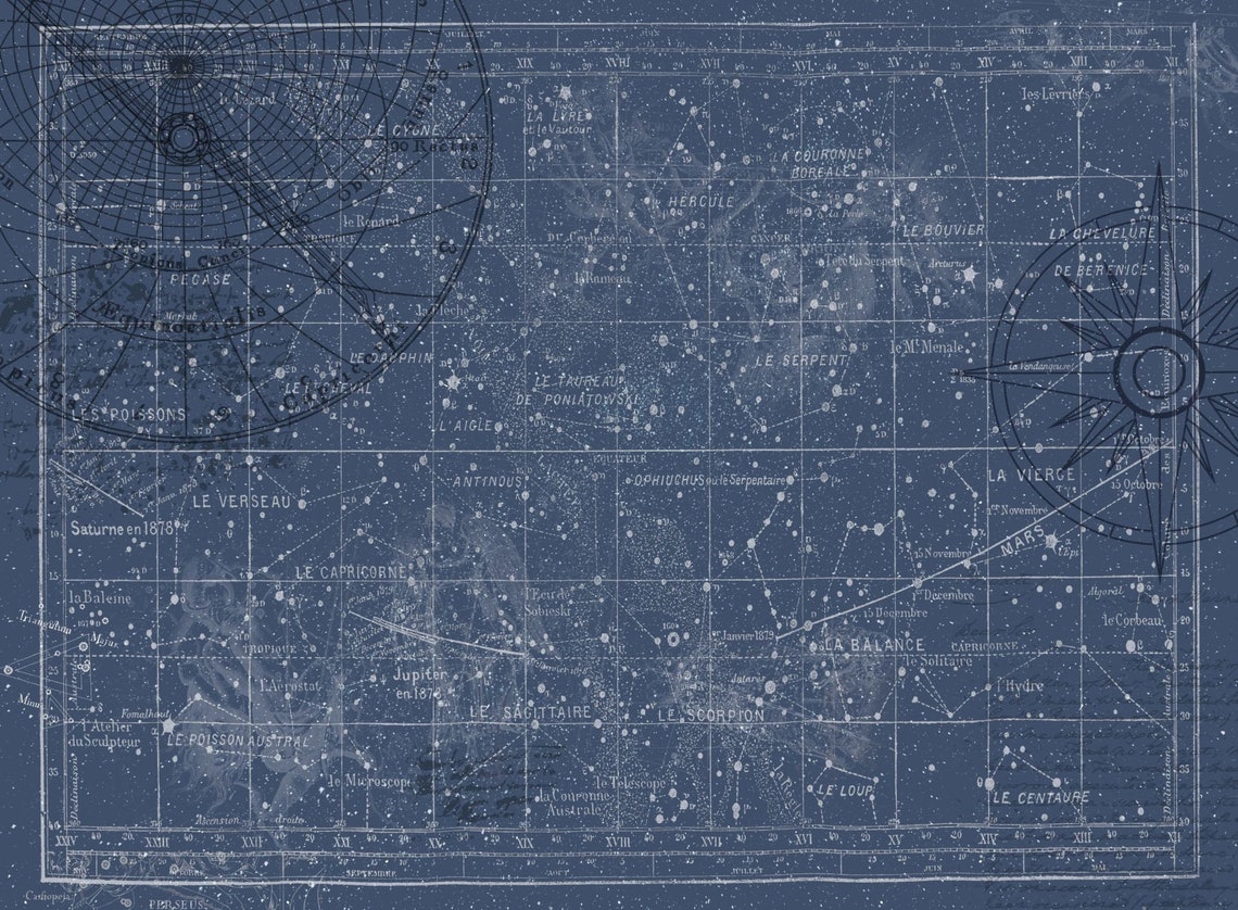 Star Chart Wallpaper Star Map Wall Mural Sky Chart Wall | Etsy Australia