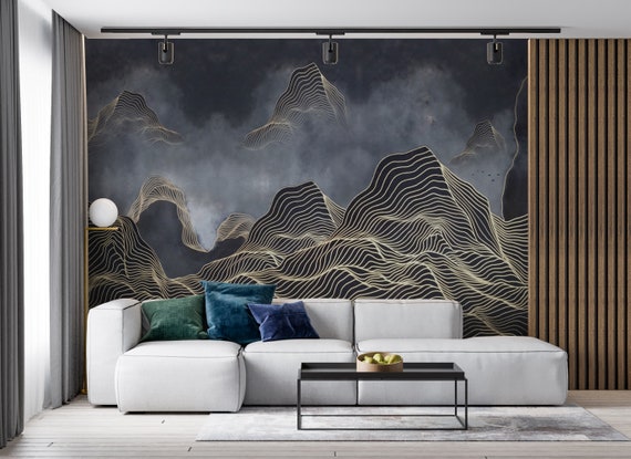 Abstract Vinyl Wallpaper Designer Wallpapers Clouds in the | Etsy