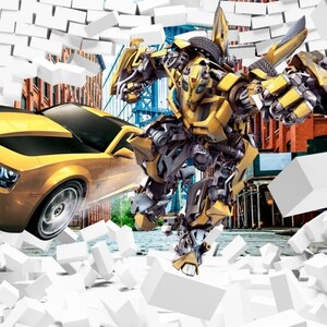 Cars Cartoon Wall Decor Removable Wallpapers Yellow Car Wall Art Cars ...