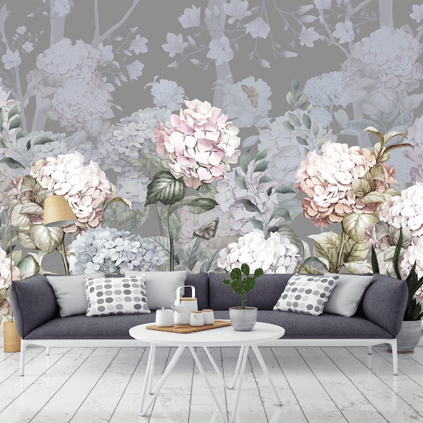 Hydrangea Wallpaper for Home - Etsy