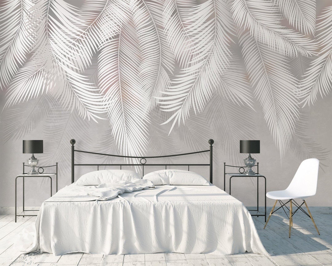 Gray Nursey Wallpers Feathers Wallpapers Kids Room Decor Neutral ...
