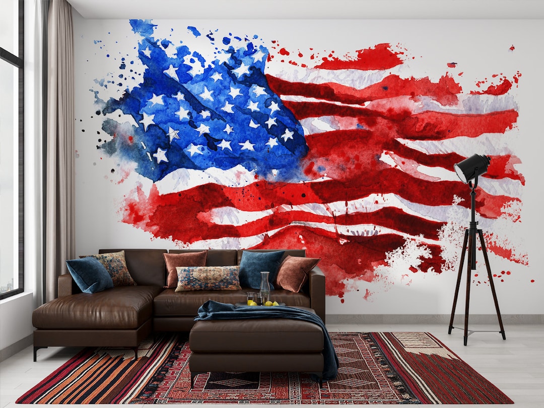 American Flag Vinyl Wall Papers July 4th USA Independence Day ...