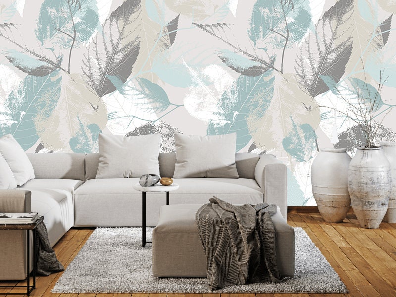 Wallpaper With Huge Leaves Modern Design Wallpaper Large - Etsy