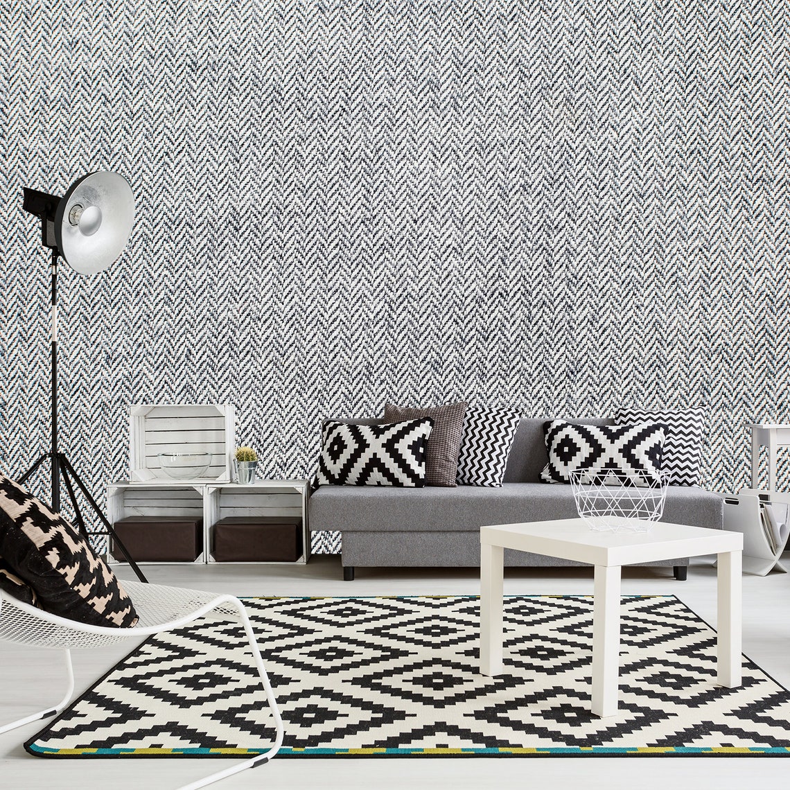 Beautiful Herringbone Wallpaper, Chevron Pattern, Colorful Geometric ...