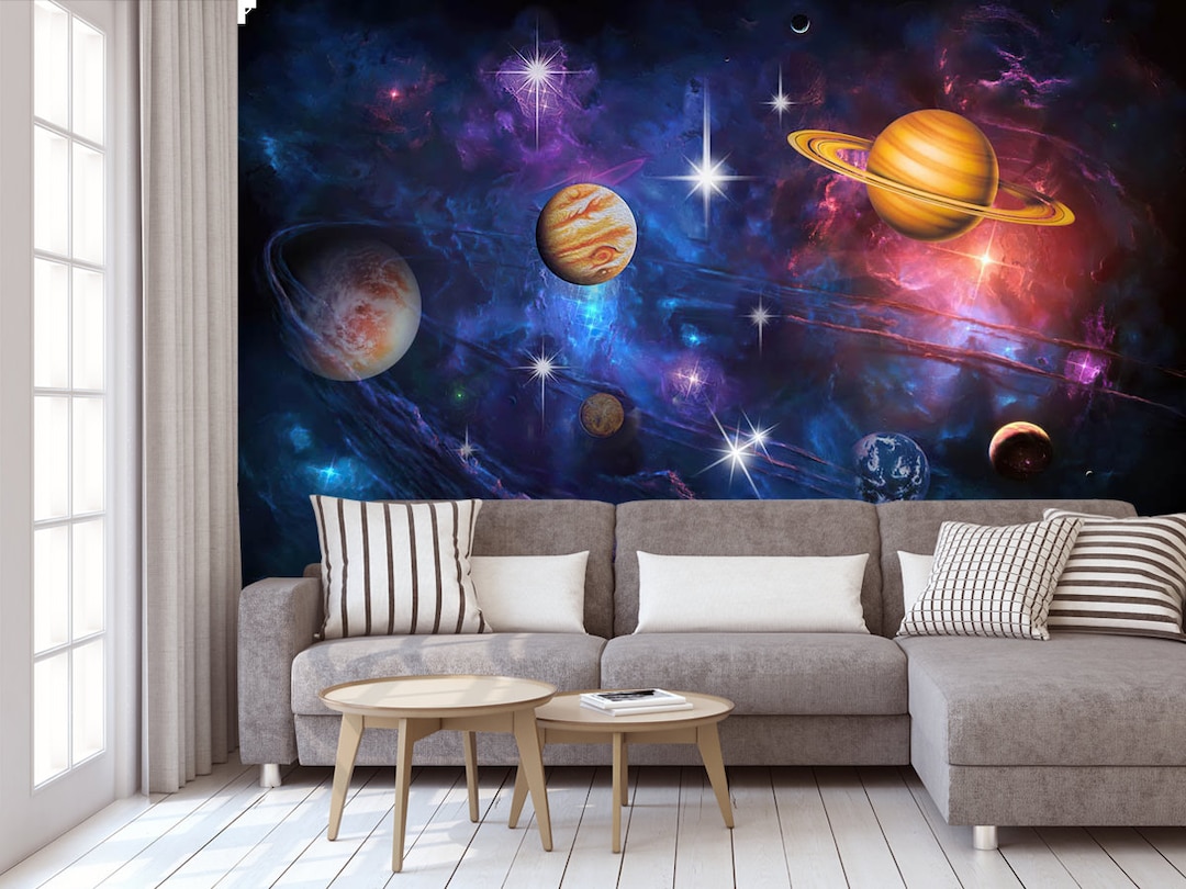 Space Wallpaper, Large Galaxy and Planets Wall Mural, Custom ...