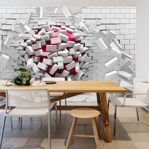 Broken Wall Mural Art, 3d Vinyl Wallpaper, 3d Illusion, 3d Wall Paper ...