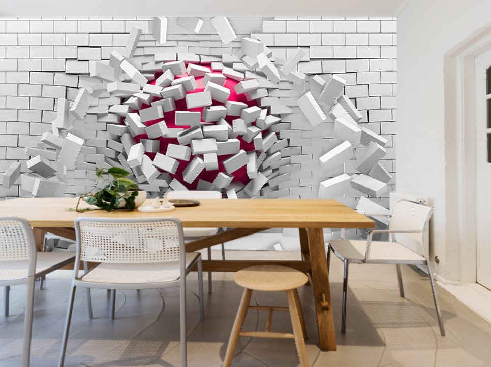 Broken Wall Mural Art, 3d Vinyl Wallpaper, 3d Illusion, 3d Wall Paper ...