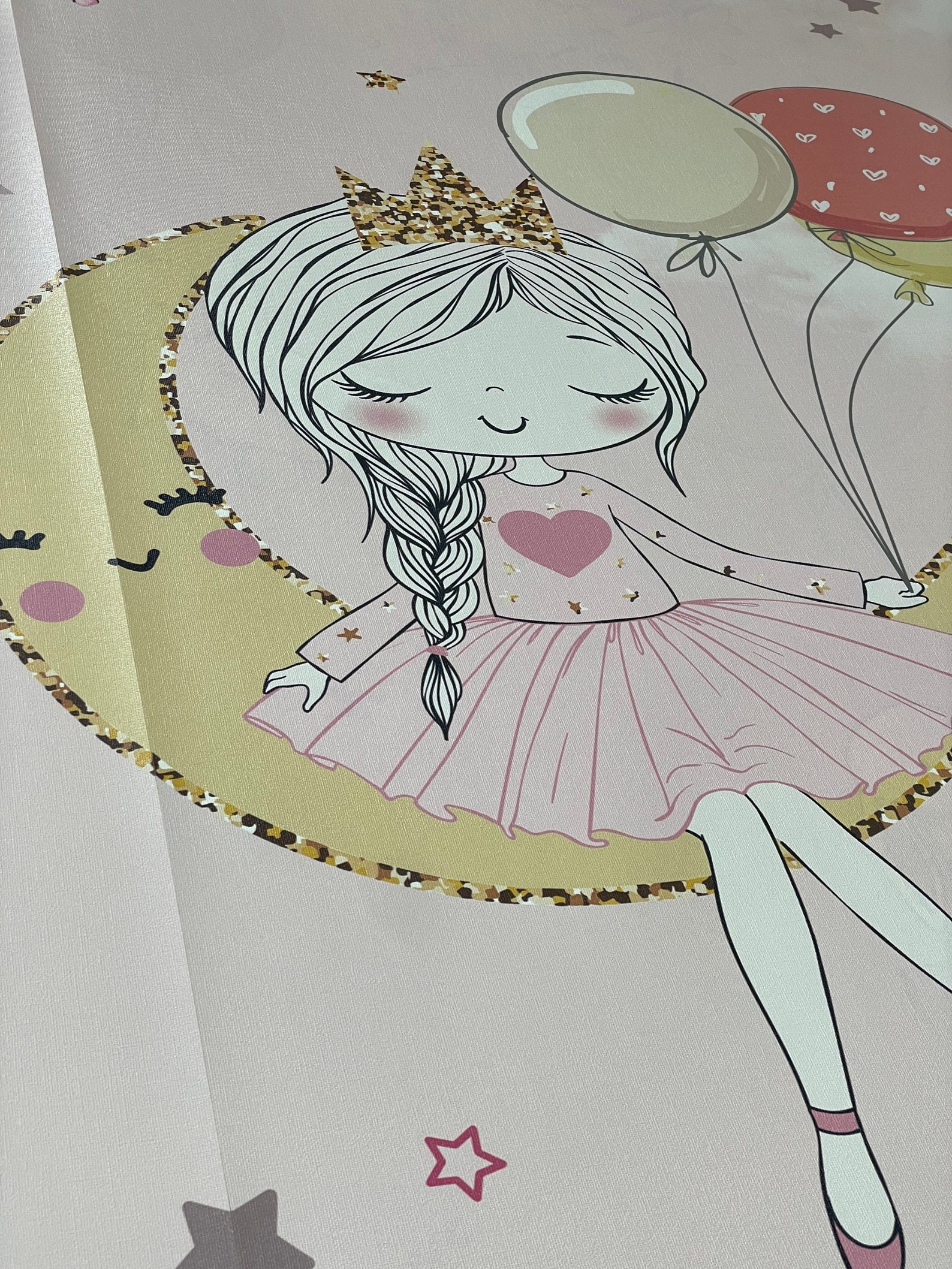 Princess Girls Room Wallpaper Princess Printed Pink Nursery - Etsy