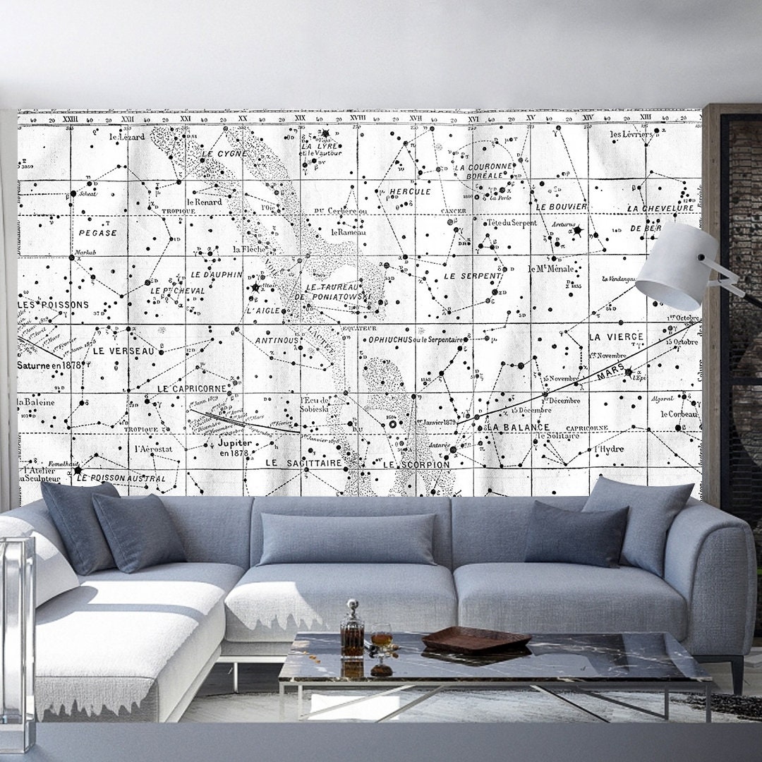 Star Chart Wallpaper Star Map Constellation Mural Wallpaper Sky Map ...