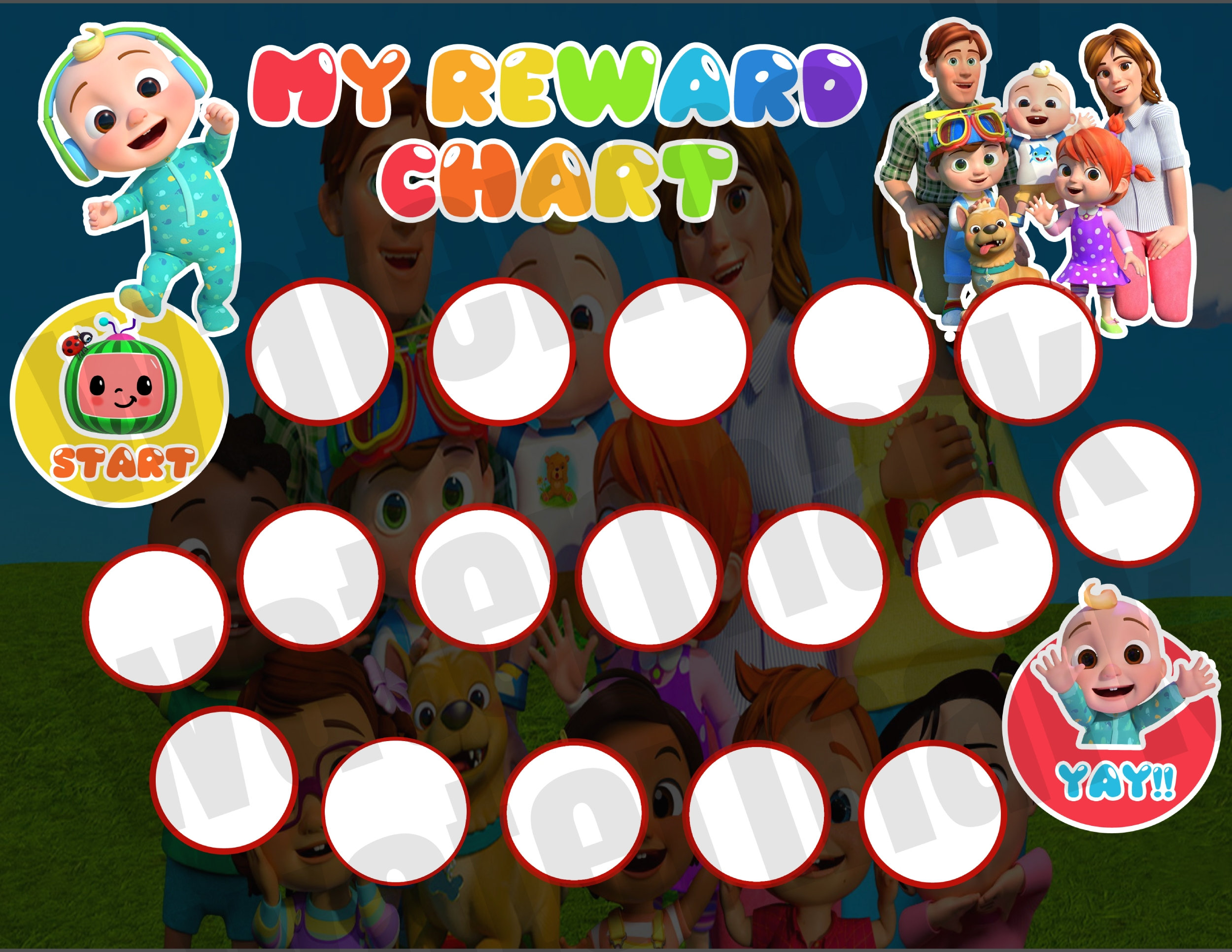 Cocomelon Reward Chart Cocomelon Toddler Reward Charts | Etsy