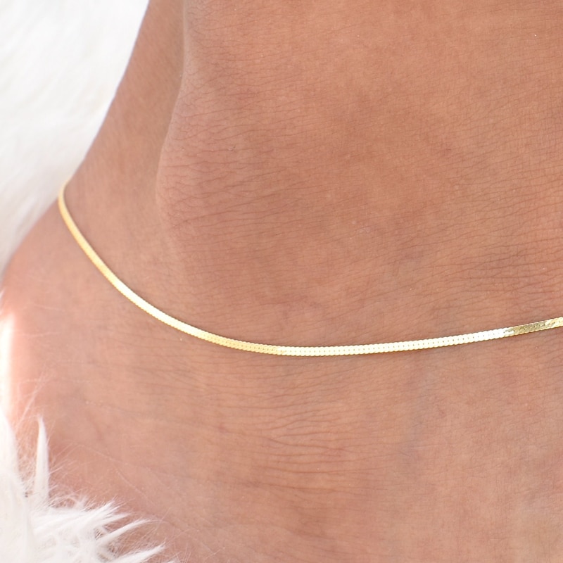 14k Gold Anklet - Etsy