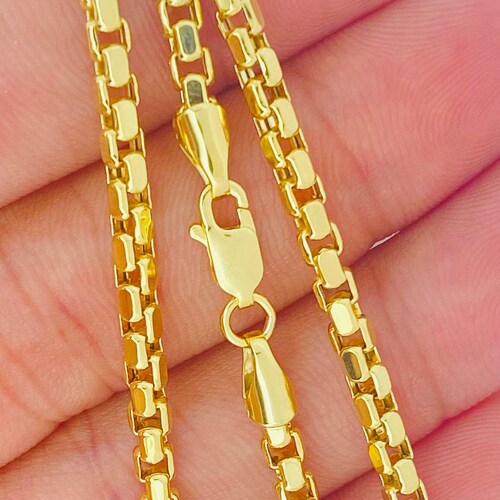 Solid 10K Gold Box Chain 3.5mm 10K Gold Designer Box Chain | Etsy