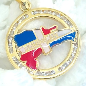 10K Solid Yellow Gold Dominican Republic Gold Charm Pendant With ...