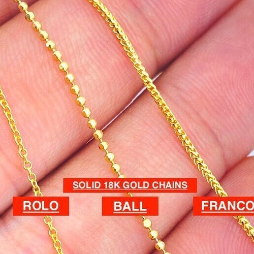 Solid 18K Gold Italy Chain Genuine 18K Ball Chain 18kt - Etsy