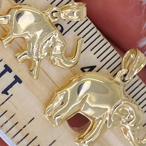 Solid 14K Gold Elephant Charm 14K Elephant Pendant Good Luck - Etsy