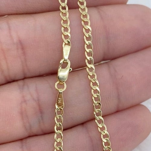 Solid 14K Gold Cuban Link Chain Necklace - Etsy
