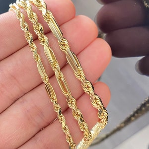 Solid 10K Gold Milano Figaro Anchor Rope Chain, Strong 10K Rope Chain ...