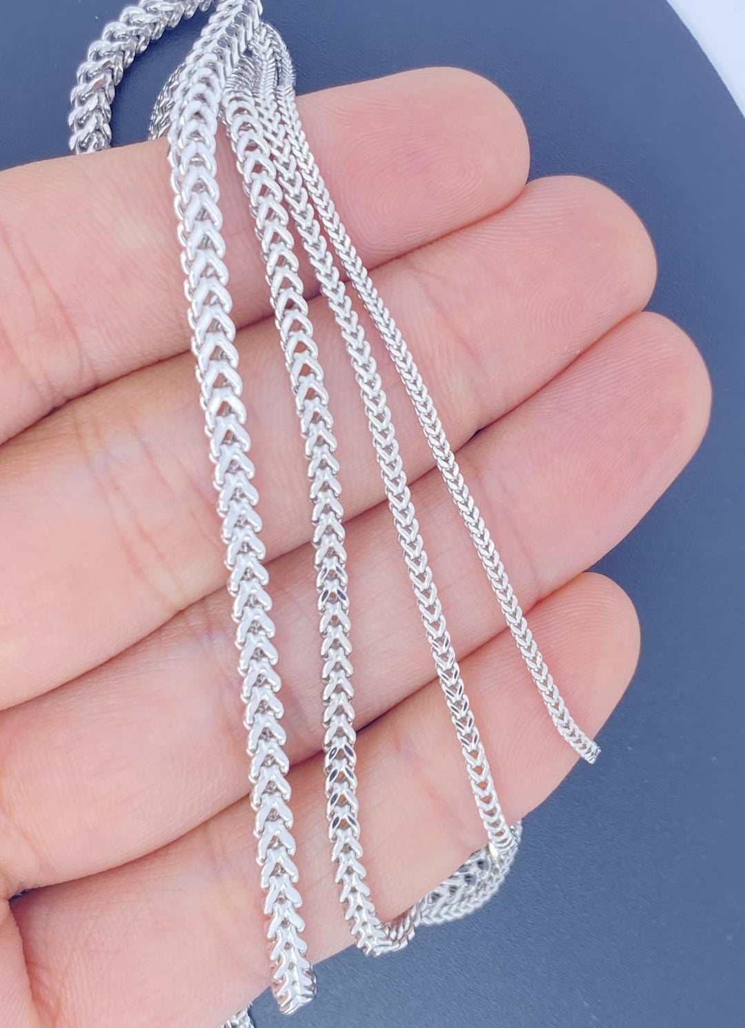 Solid 10K White Gold Franco Chain: Box Link Necklace (1.75mm-4mm) - Etsy