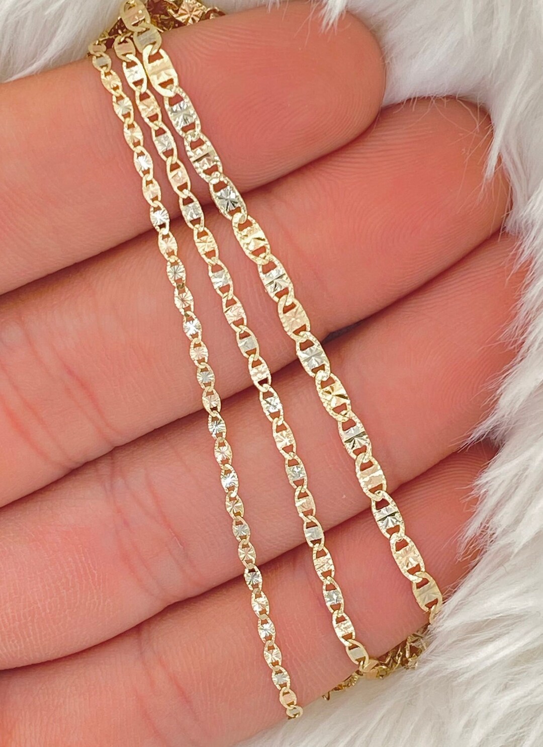 Solid 14K Gold Valentino Chain 14K Tri Color Gold Chain Rose - Etsy