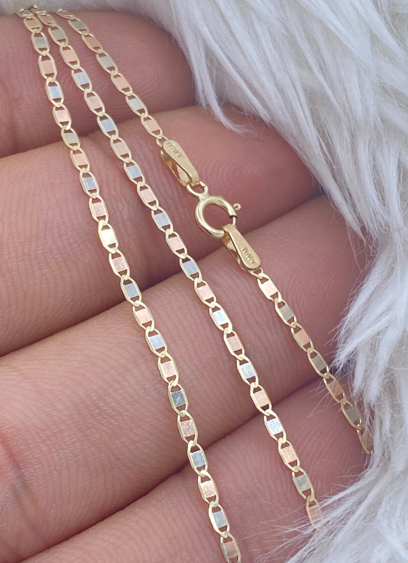 Cadena de oro tricolor sólida de 10K cadena de oro tricolor | Etsy