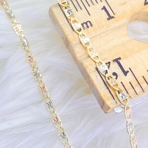 Solid 14K Tri-tone Gold Valentino Diamond Cut Chain 2mm, Ladies Tri ...