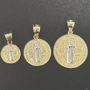 Solid 14K Gold St. Benedict Medal Pendant, 14K Gold Religious St ...