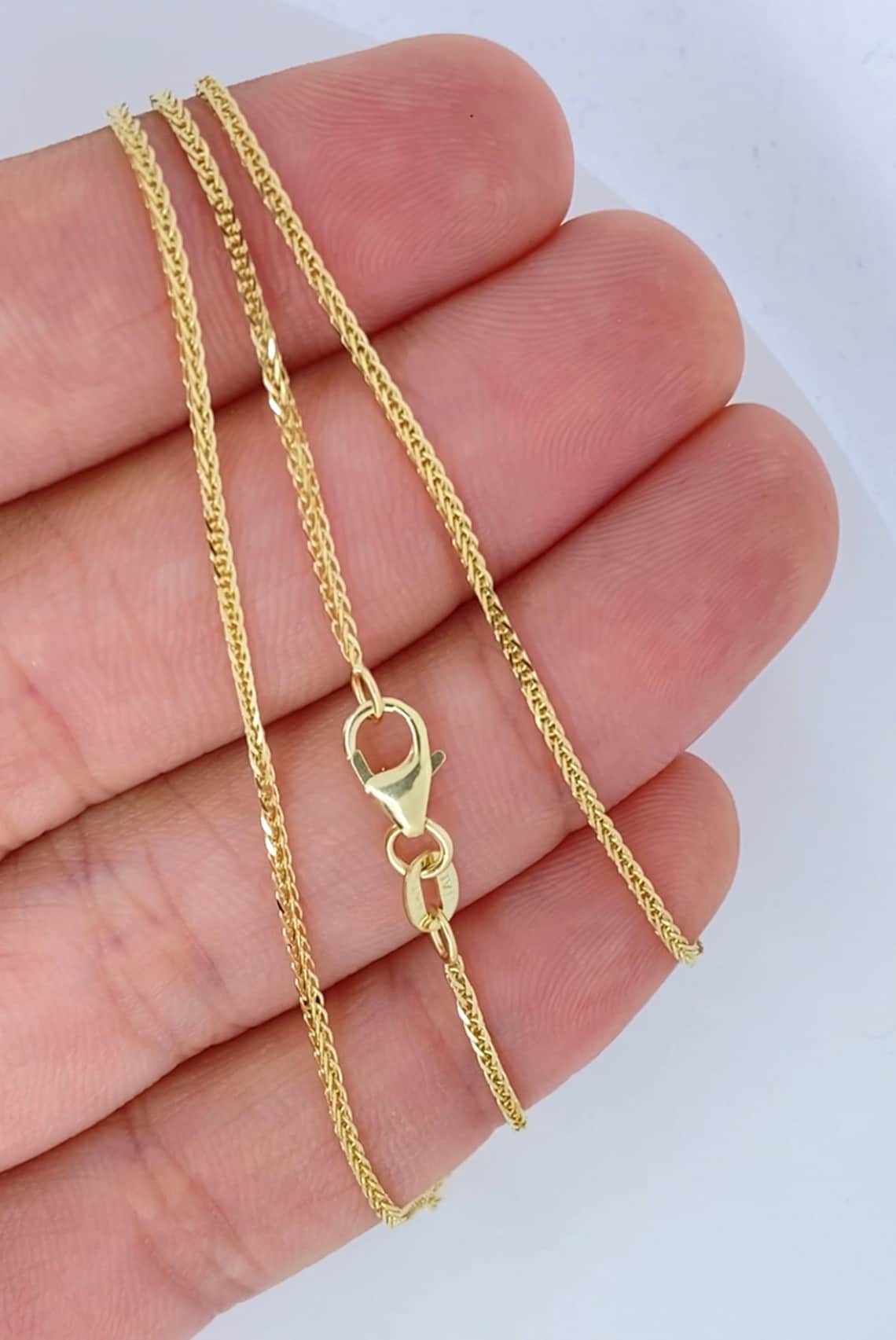 Solid 14K Gold Wheat Diamond Cut Sparkle Chain Made in ITALY - Etsy
