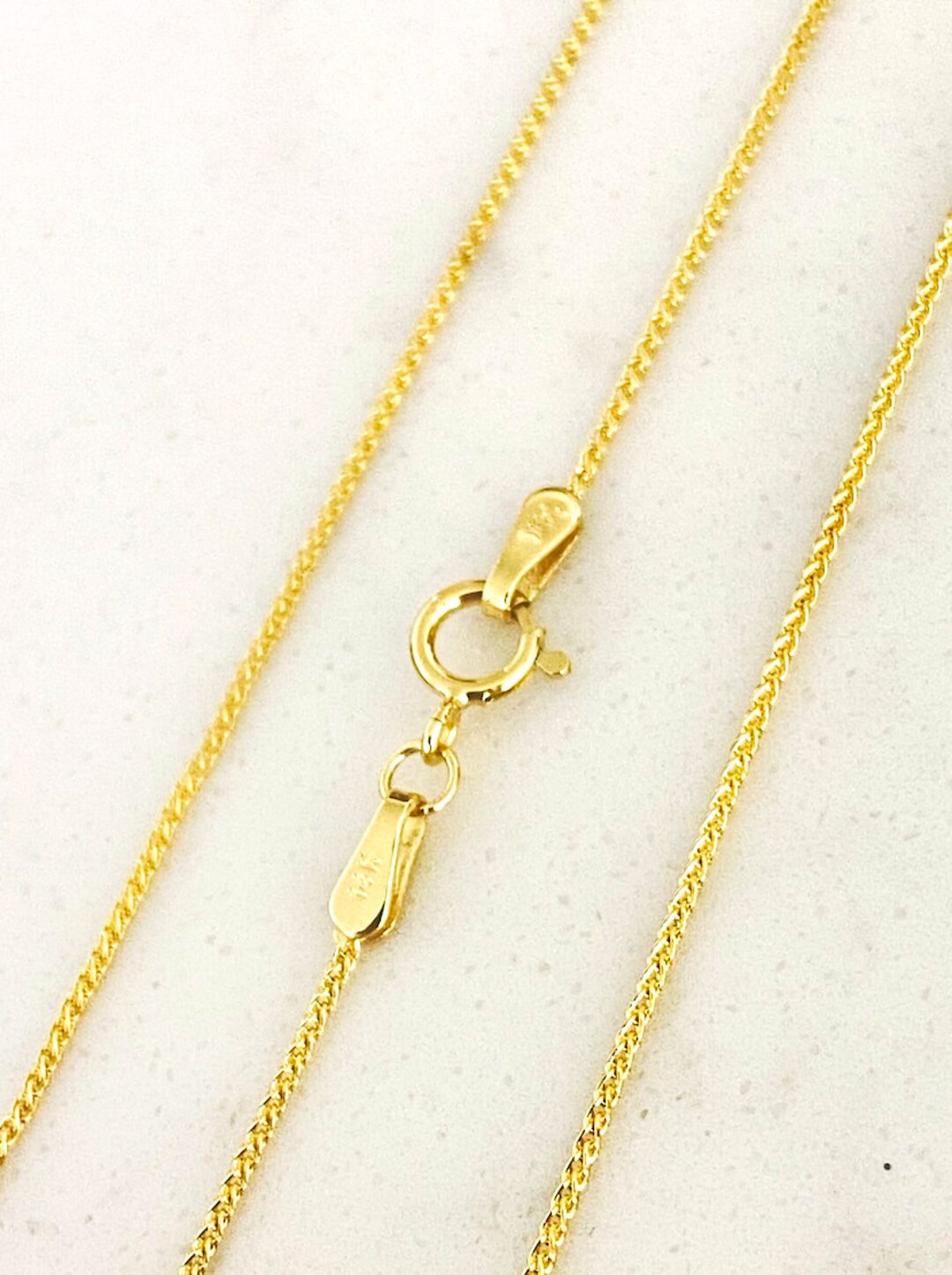 Solid 14K Gold Wheat Chain 1mm, Ladies 14K Gold Chian, Dainty Gold ...