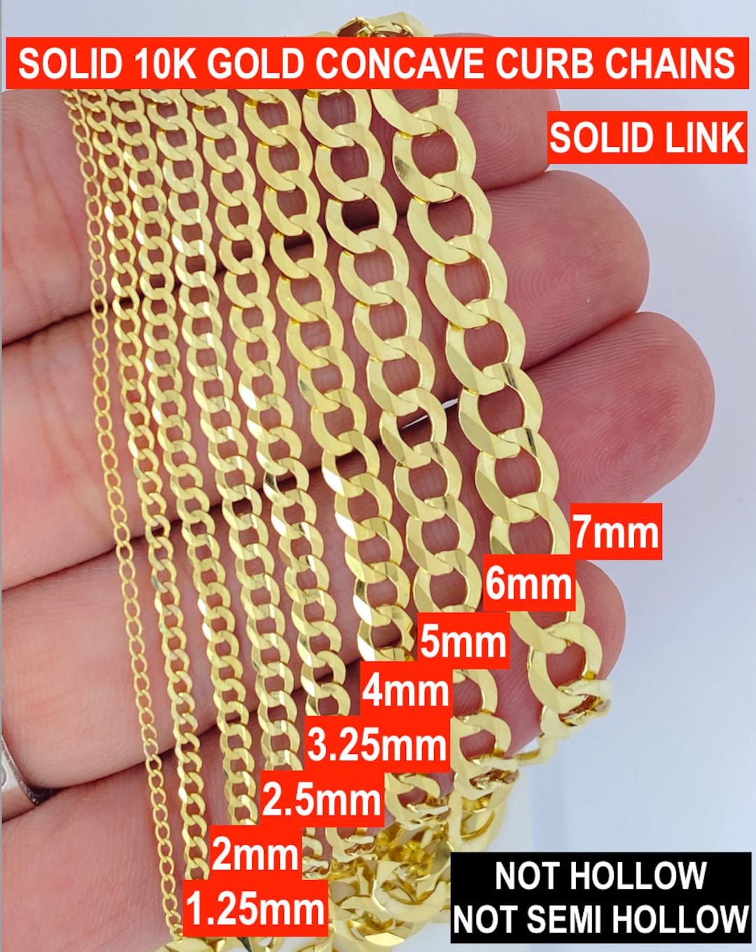 Concave cuban link chain store