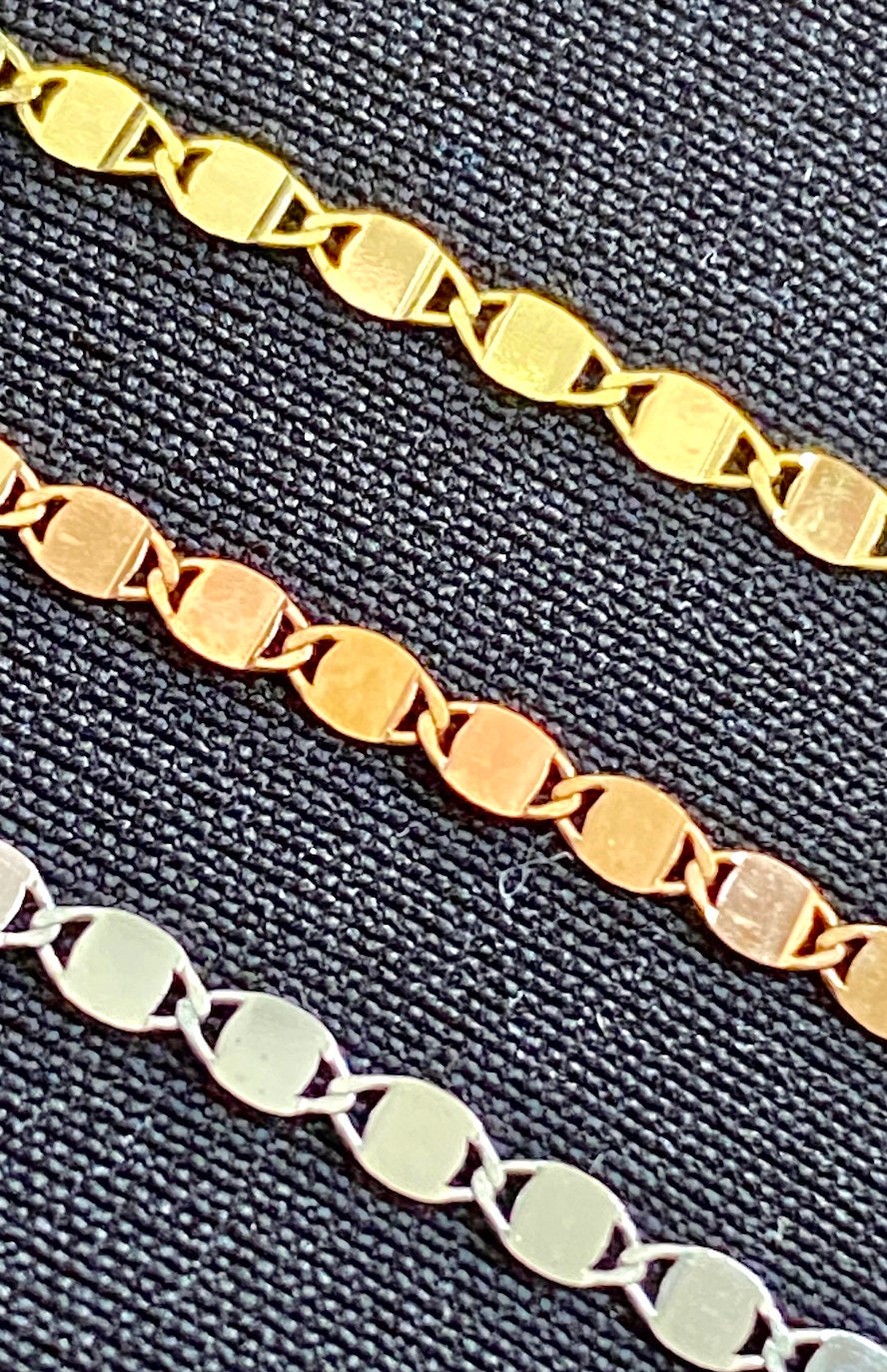 Solid 14K Gold Chain Choker Mirror Link Chain Rose Gold - Etsy