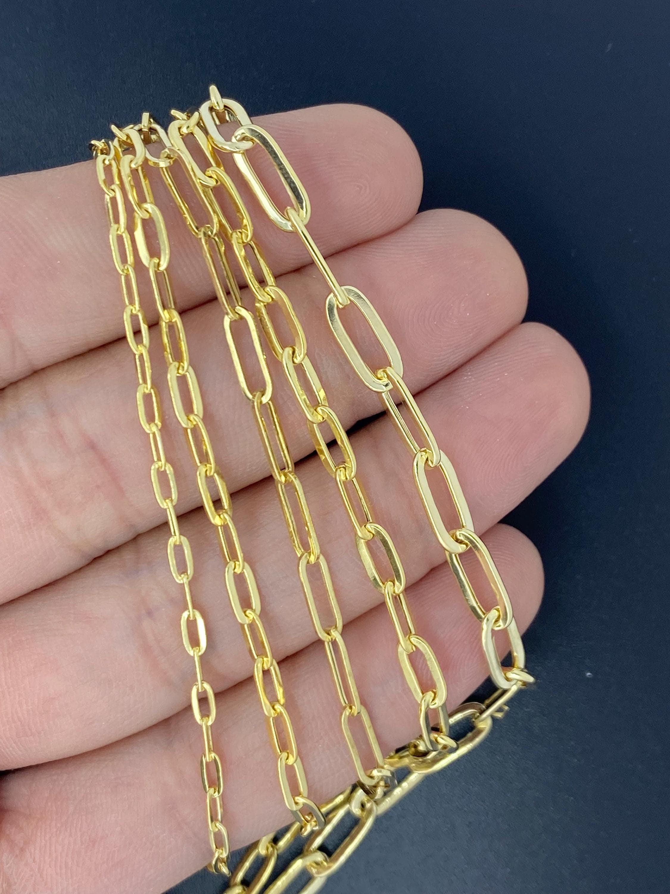 Solid 10K Gold Paperclip Chain, Solid Gold Paper Clip Chain Solid 10K Gold Paperclip Chain, Solid Gold Paper Clip Chain