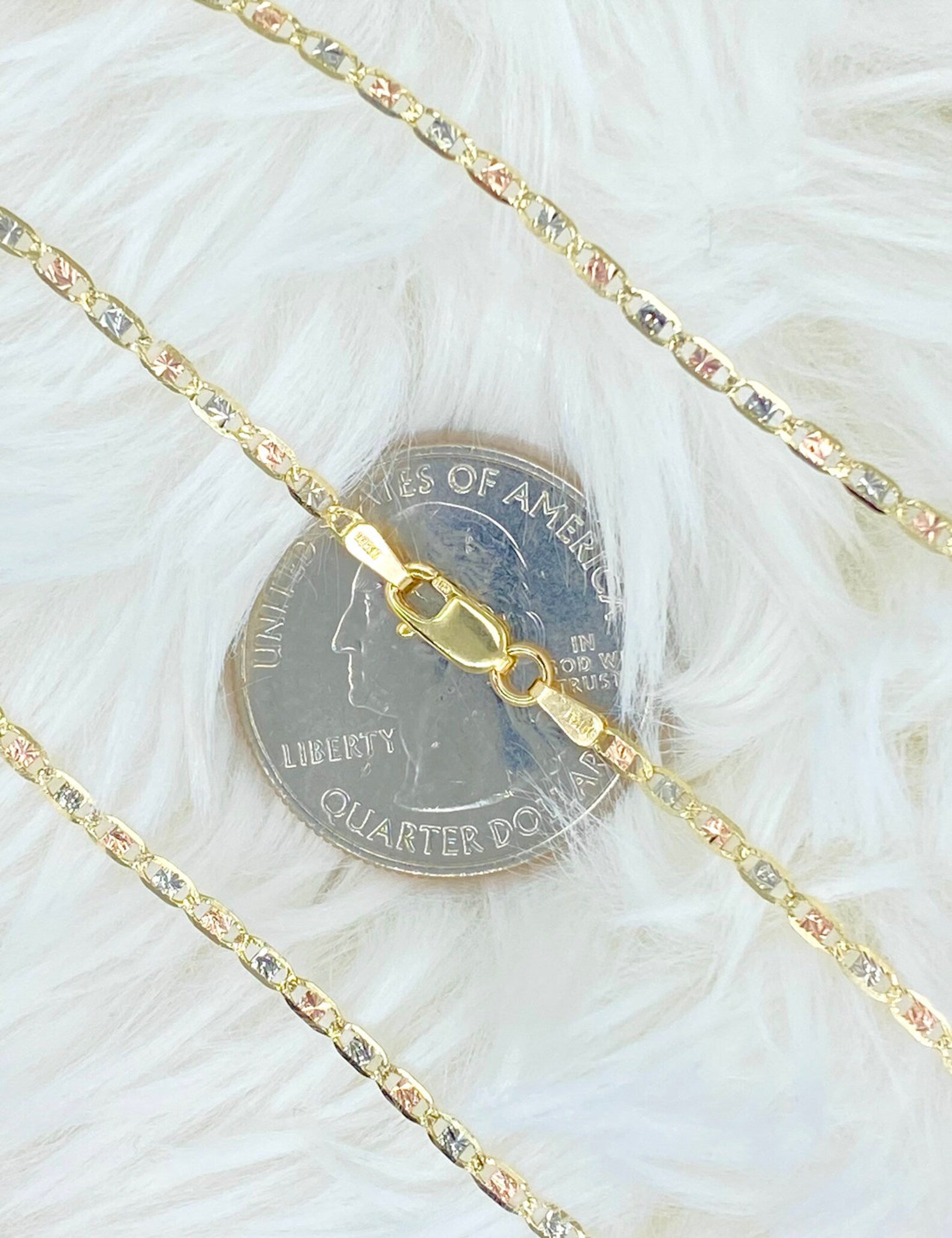 Solid 10K Tri-tone Gold Valentino Diamond Cut Chain Bracelet, Tri-tone ...