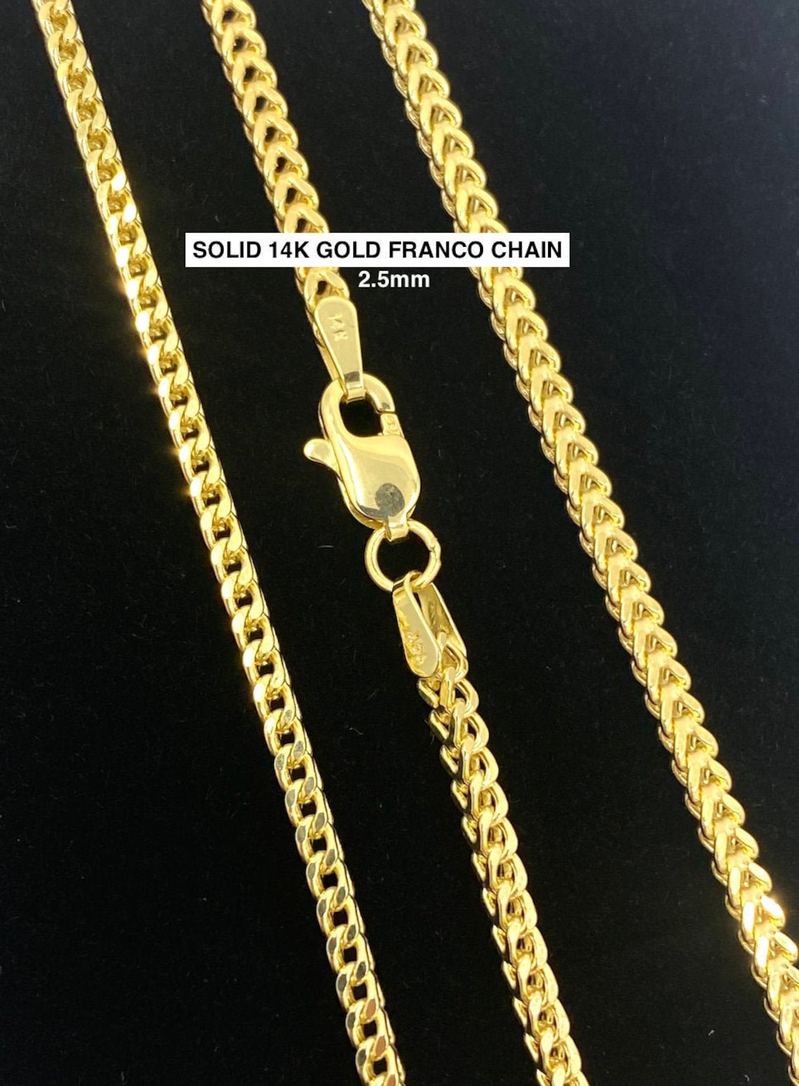 Solid 14K Gold Franco Box Chain 2.5mm Necklace and Bracelet, Man 14K ...