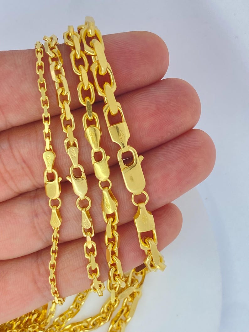 Solid 18K Gold Heavy Anchor Power Chain, Strong H-link Anchor Chain ...
