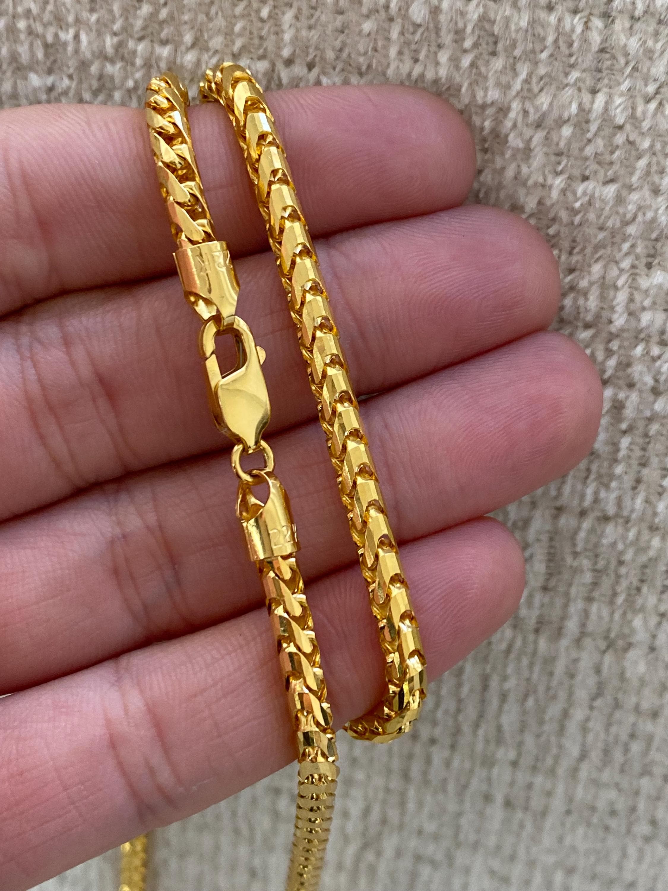 Solid 22K Gold Franco Chain - Diamond Cut 4mm, 916 Gold - Etsy