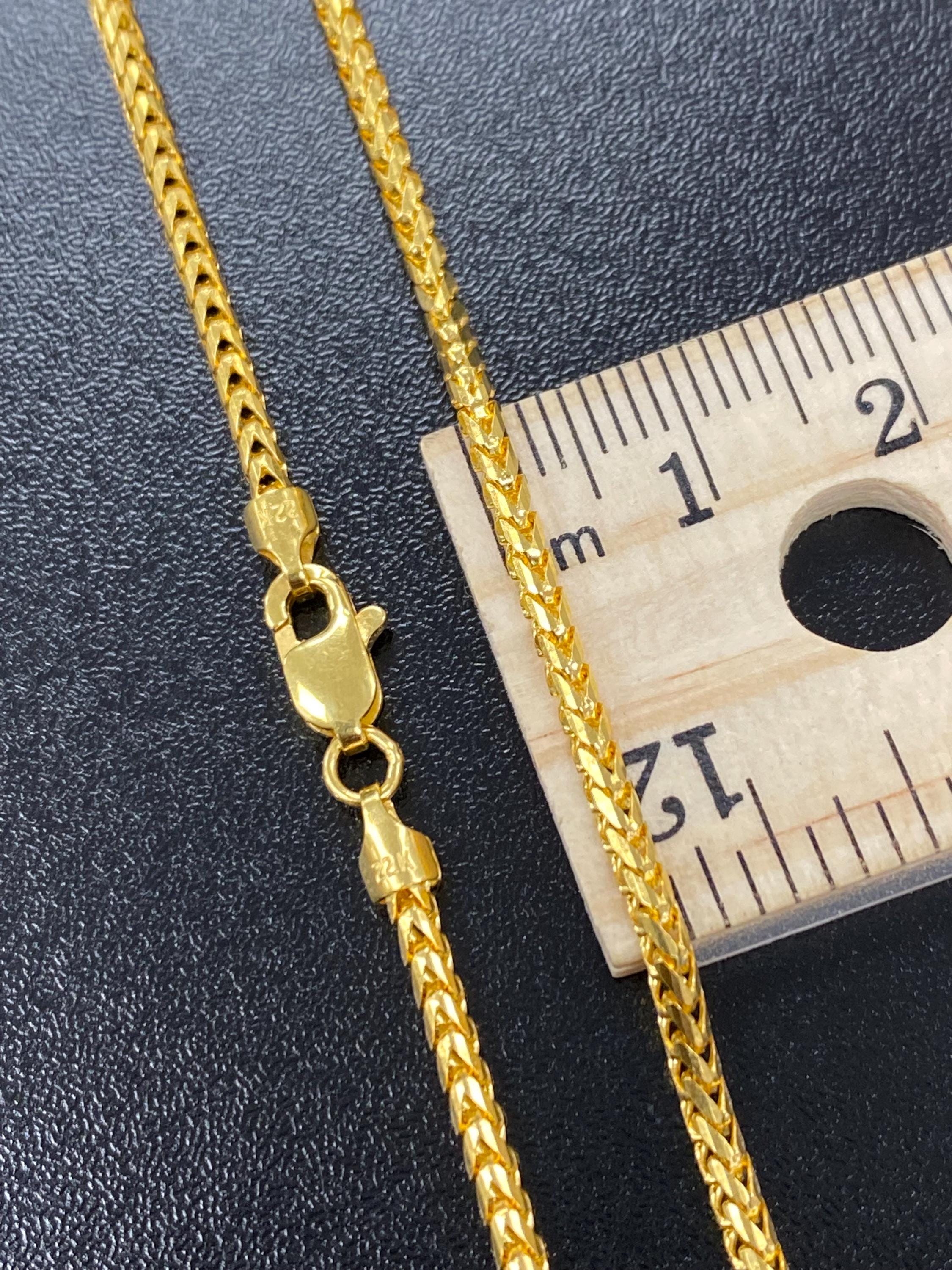 Solid 22K Gold Franco Chain, 22k Necklace Thin Strong Link Chain, 22kt ...