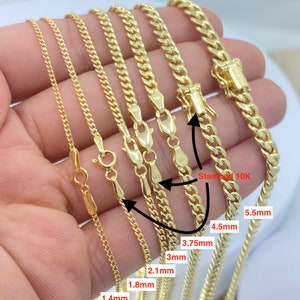 Solid 10K Gold Miami Cuban Chain Matching Bracelet, 10k 2mm 3mm 4.5mm ...