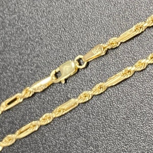Solid 10K Gold Milano Figaro Figarope 10K Gold Chain Anchor Rope Chain ...