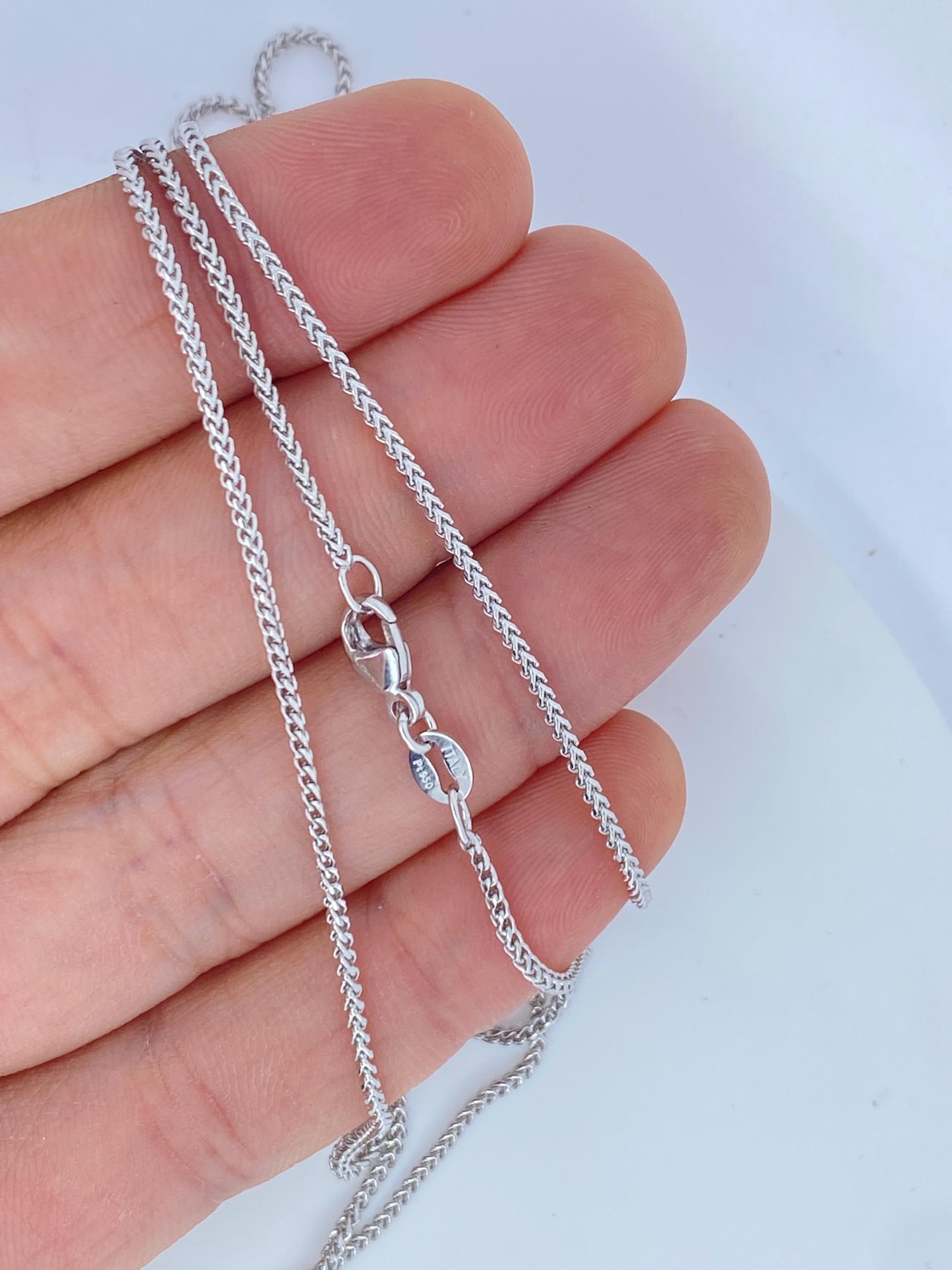 Solid Platinum Round Franco Diamond Cut Chain, Made in Italy, Genuine ...