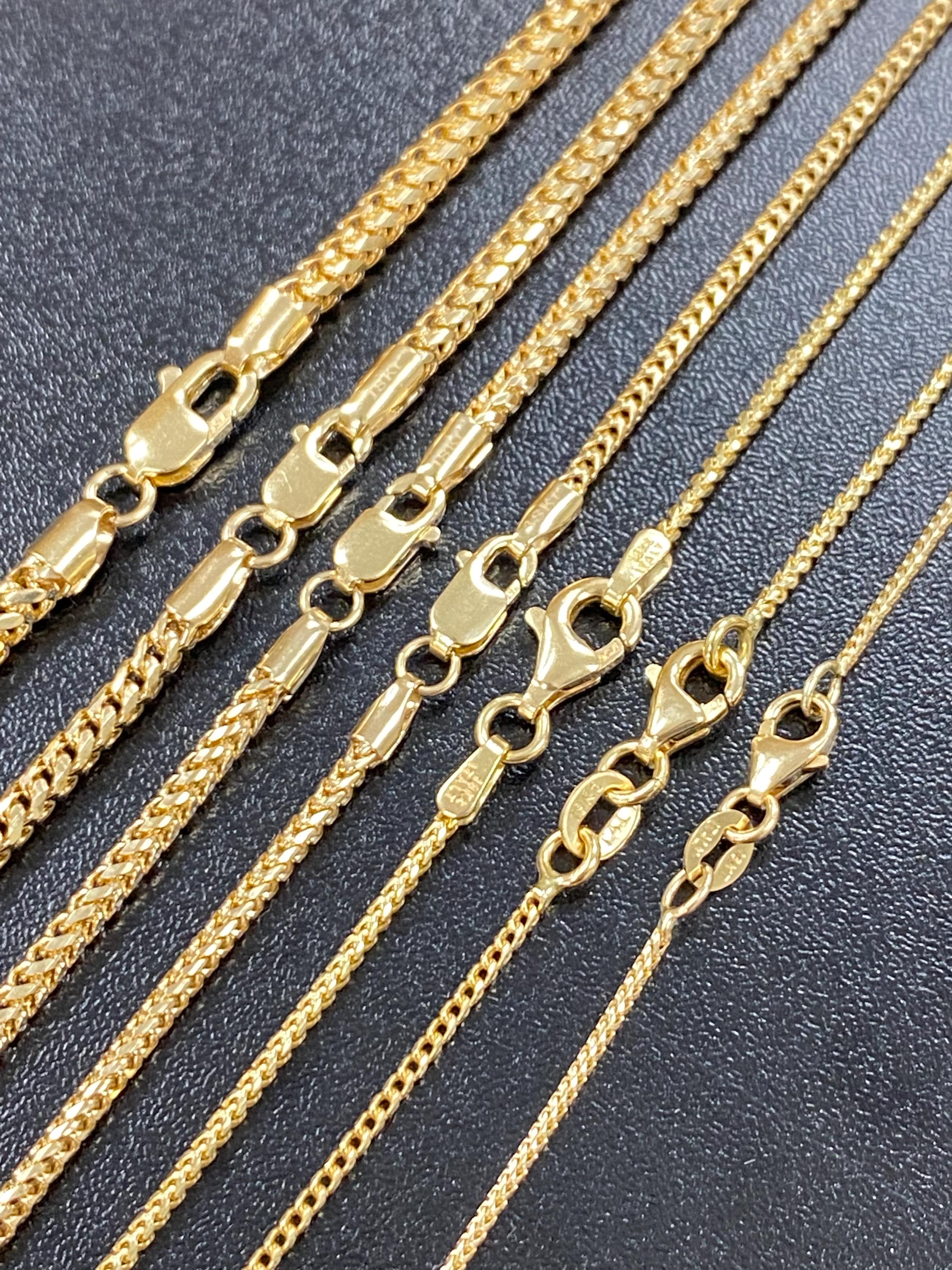 Solid 18K Gold Diamond Cut Franco Chain 750 18kt 1.1mm 1.3mm 1.5mm 1 ...