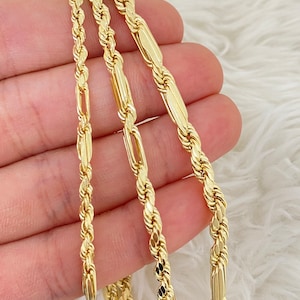 Solid 10K Gold Milano Figaro Anchor Rope Chain, Strong 10K Rope Chain ...
