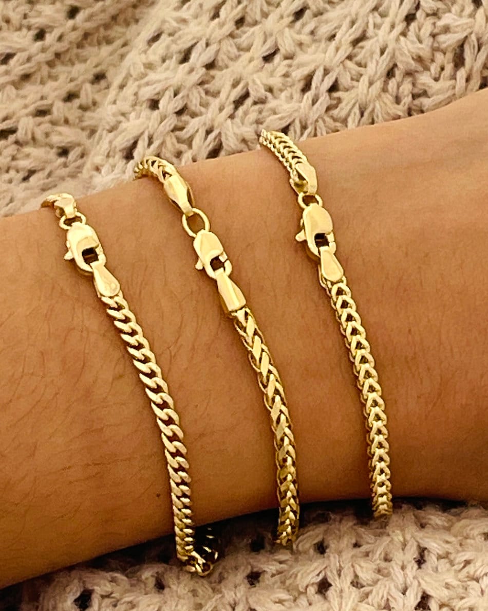 Solid 10K Gold Ladies Bracelet Stackable Gold Bracelets Curb - Etsy