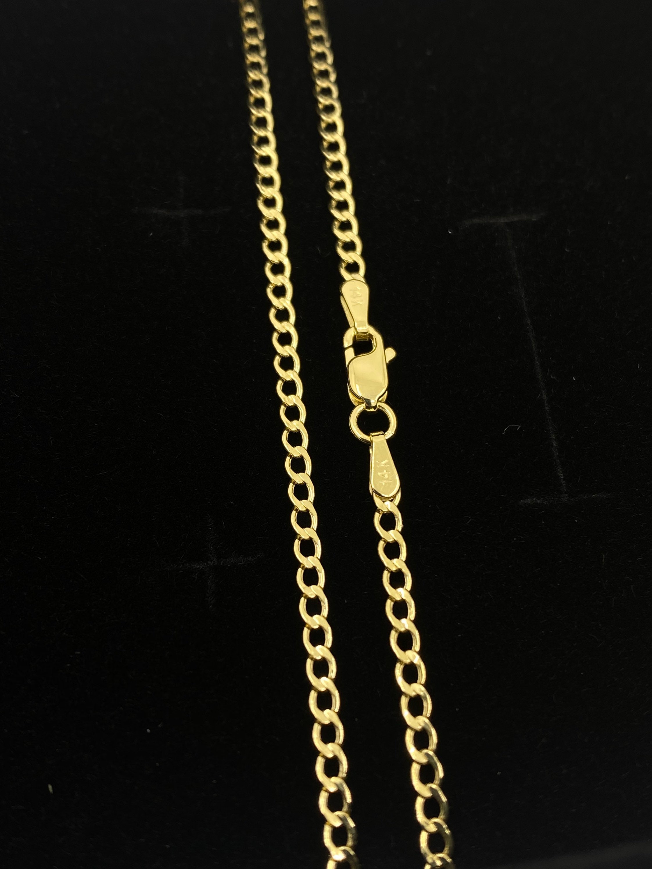 Solid 14K Gold Curb Cuban Link Chain 2mm Man Gold Chain - Etsy