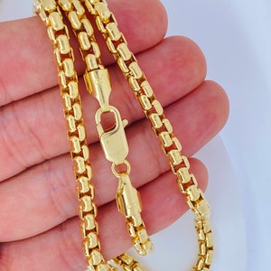Solid 18K Gold Box Chain, Lightweight 18K Gold Box Chain, Strong Solid ...