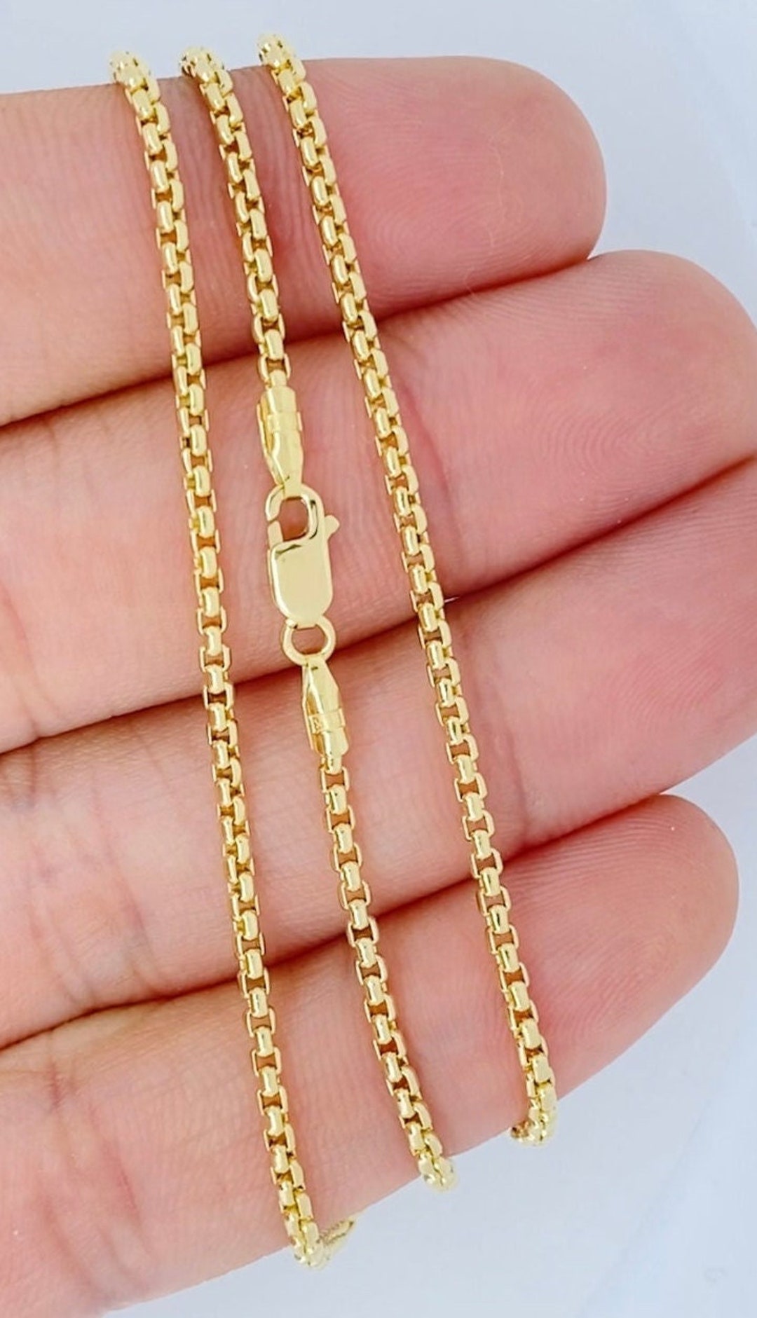 Solid 18K Gold Box Chain, Ladies 18K Gold 2mm Box Chain, Authentic ...