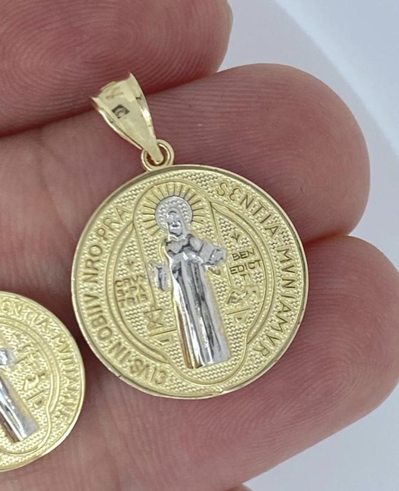 Solid 14K Gold St. Benedict Medal Pendant, 14K Gold Religious St ...
