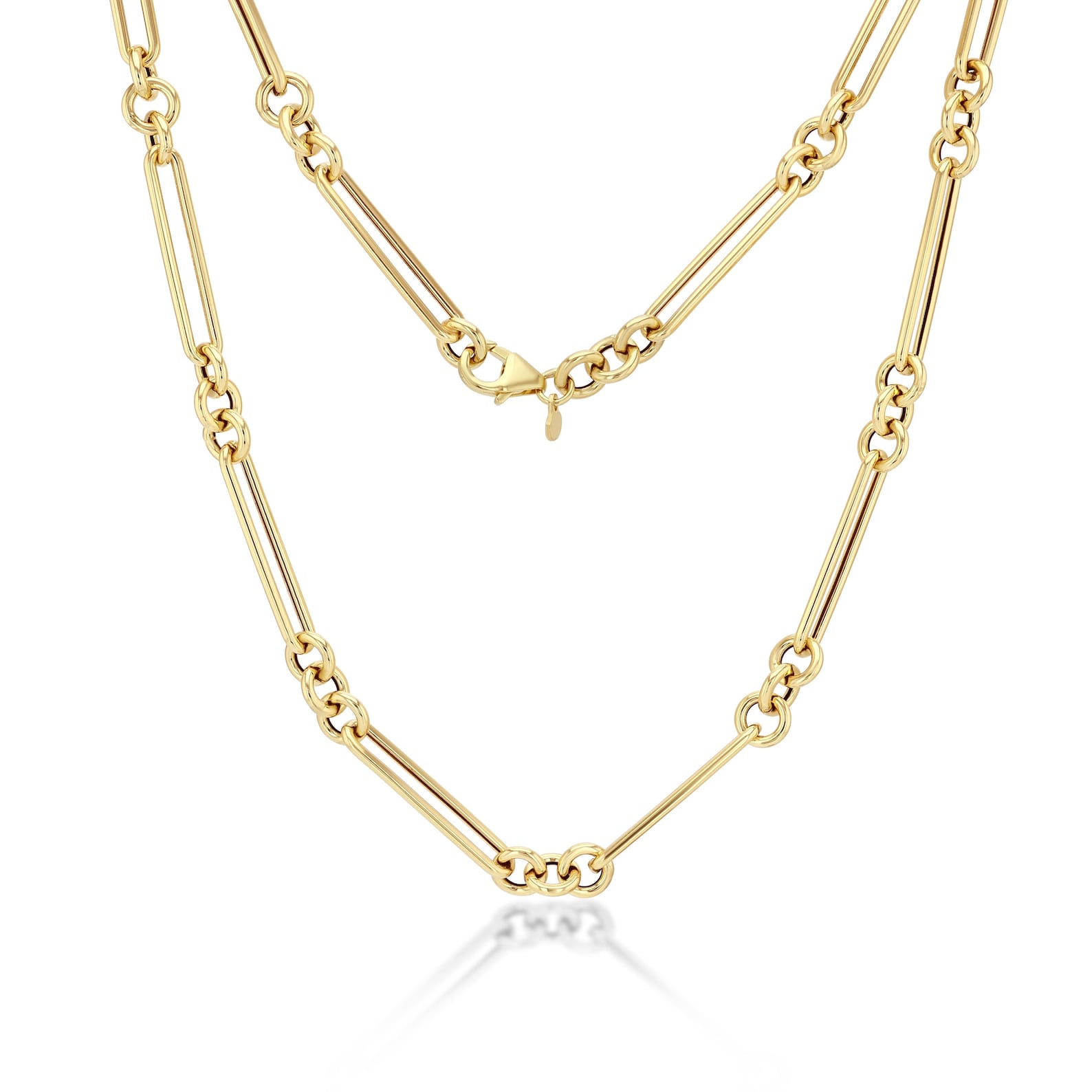 Solid 14K Gold Mixed Link Chain, ITALIAN Paperclip Rolo Mixed Link ...